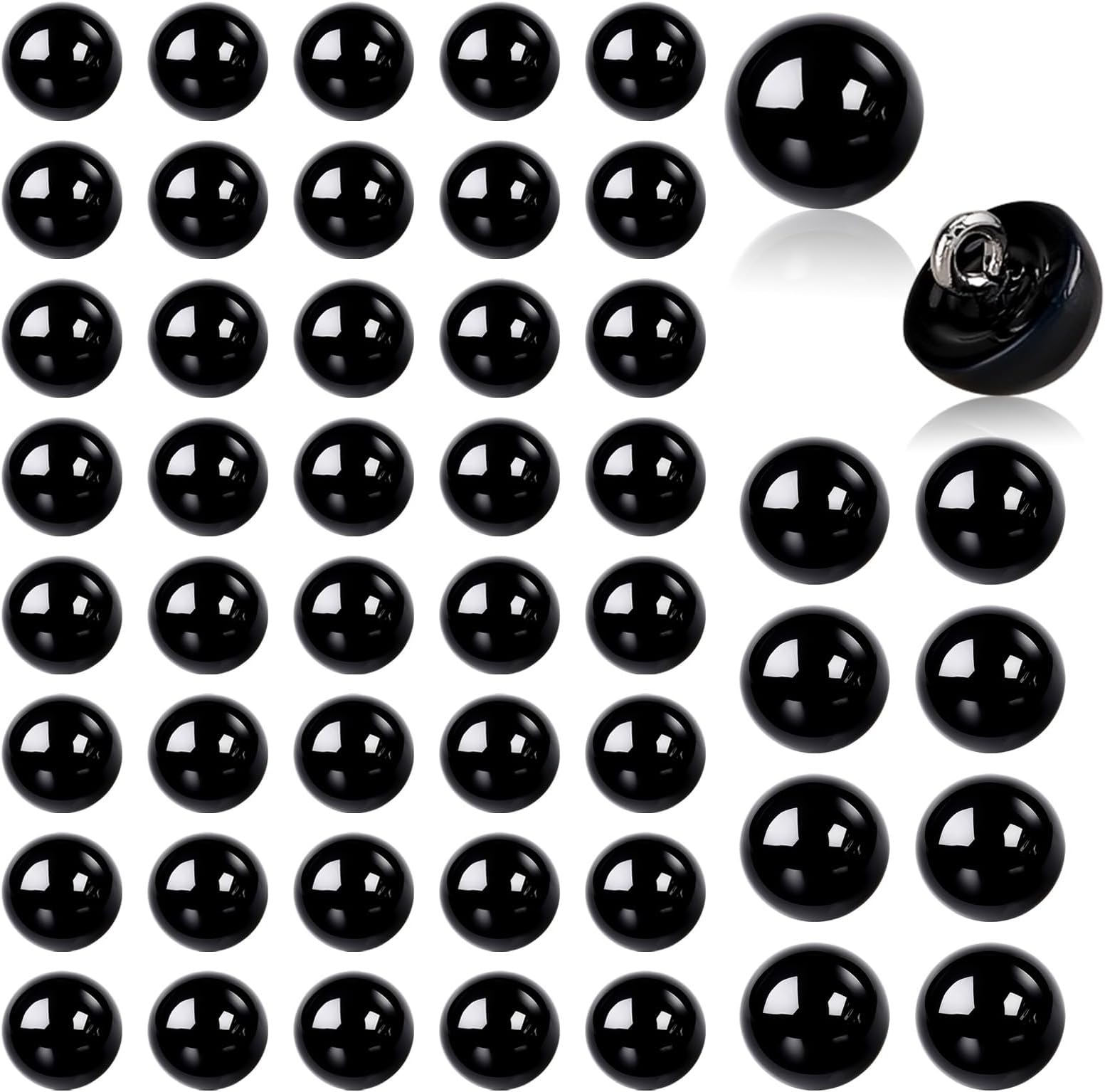 Amazon.com: 50Pcs 10mm Black Buttons, Round Pearl Buttons, Earl ...