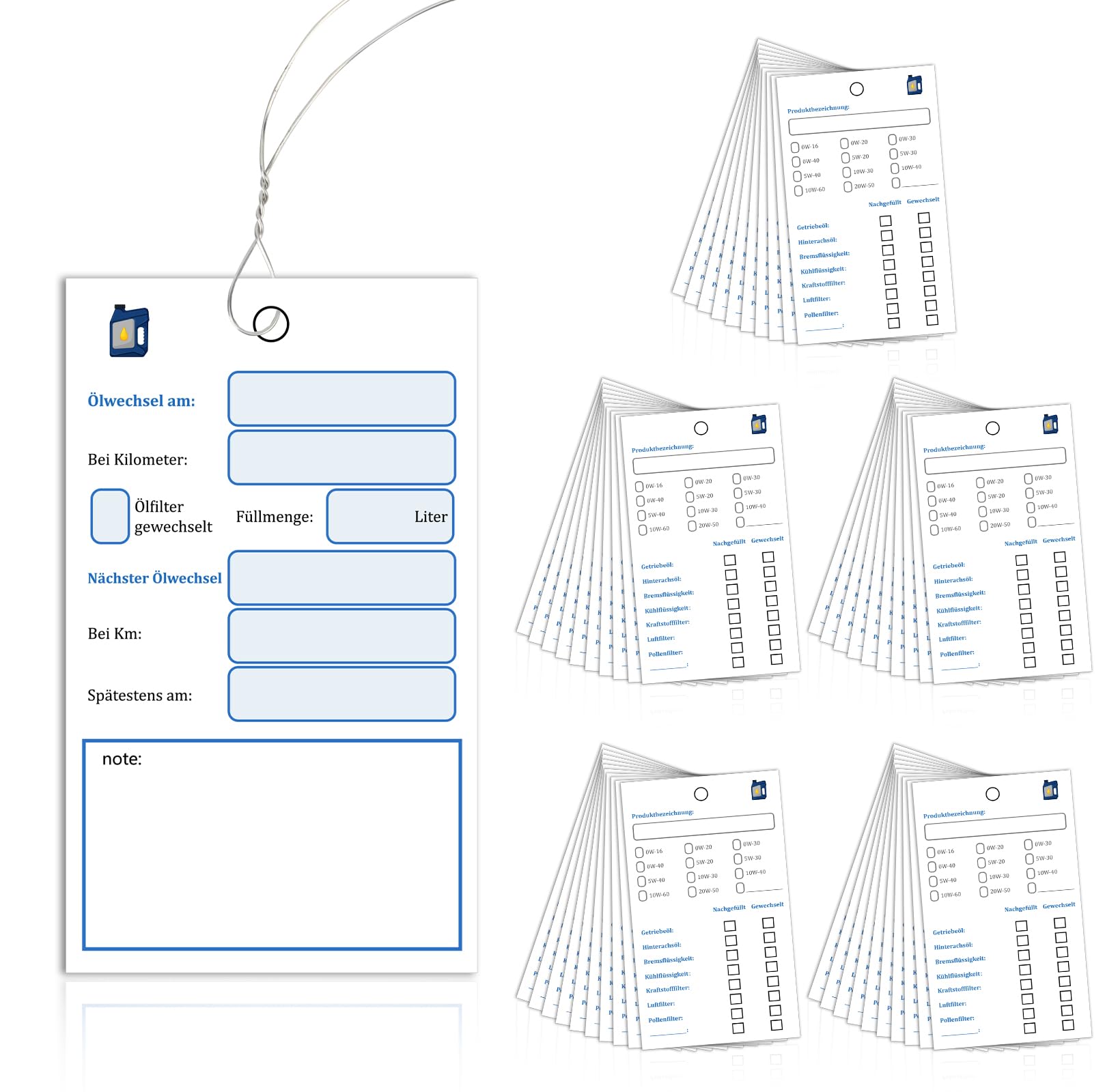 50 Stück Ölwechsel anhänger Öl Schilder mit draht Ölwechselzettel Öl ...