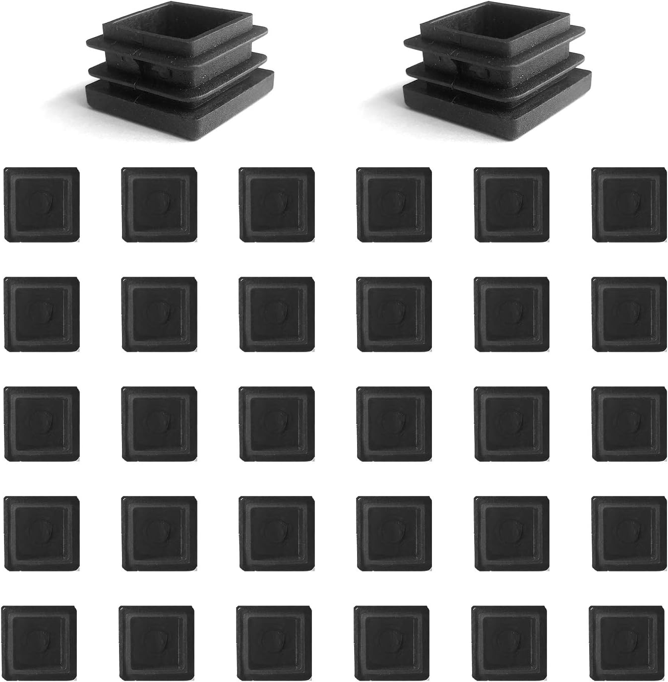 20 Pcs Square Plastic Plugs, Black Tube Inner End Caps, Cover for ...