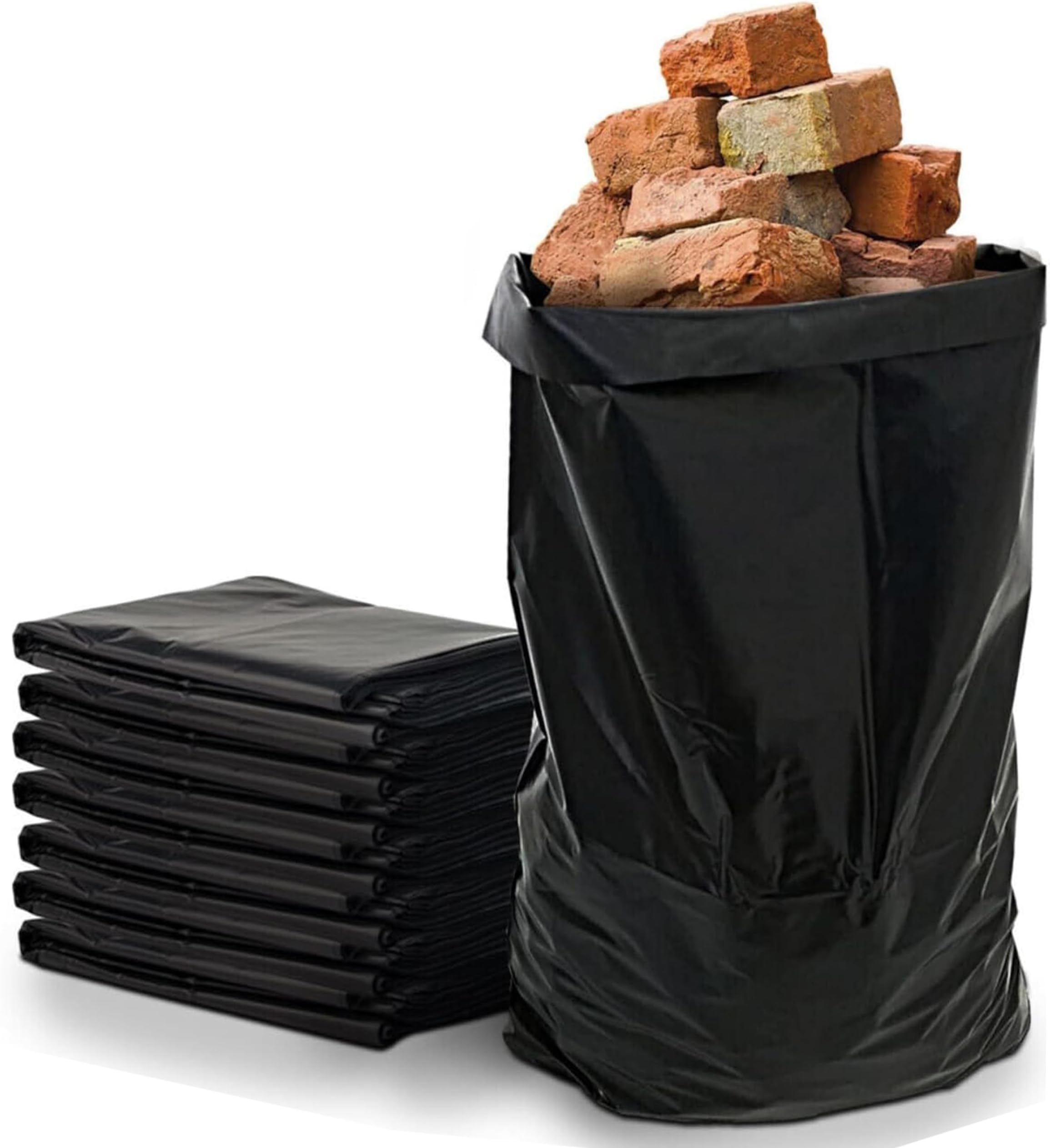 EXTRA HEAVY DUTY BLACK RUBBLE BAGS/SACKS BUILDERS 30kg+ (100) : Amazon ...