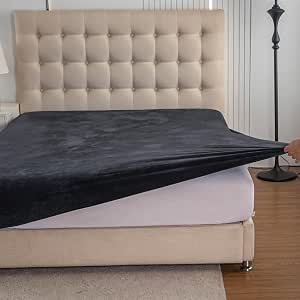 Soifox Velvet Warm Fitted Sheet Double Size - Dark Grey Winter Fitted ...