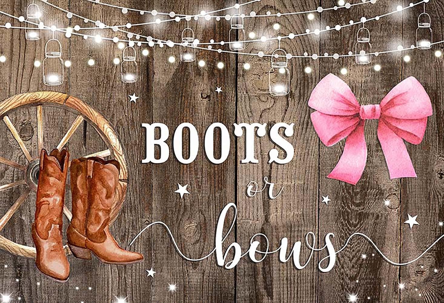 Amazon.com : MEHOFOND 7x5ft Boots or Bows Gender Reveal Backdrop Boys ...