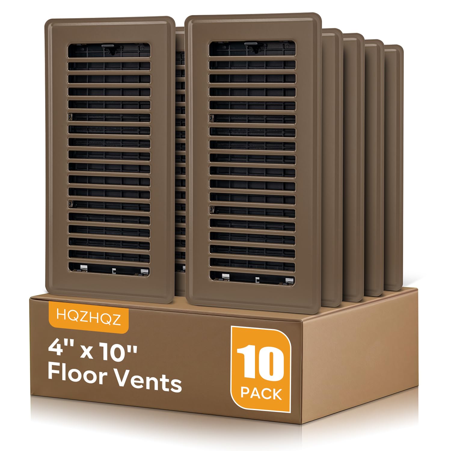 Floor Register 4x10, 10 Pack Floor Vent Covers Brown, Heavy Duty Steel ...