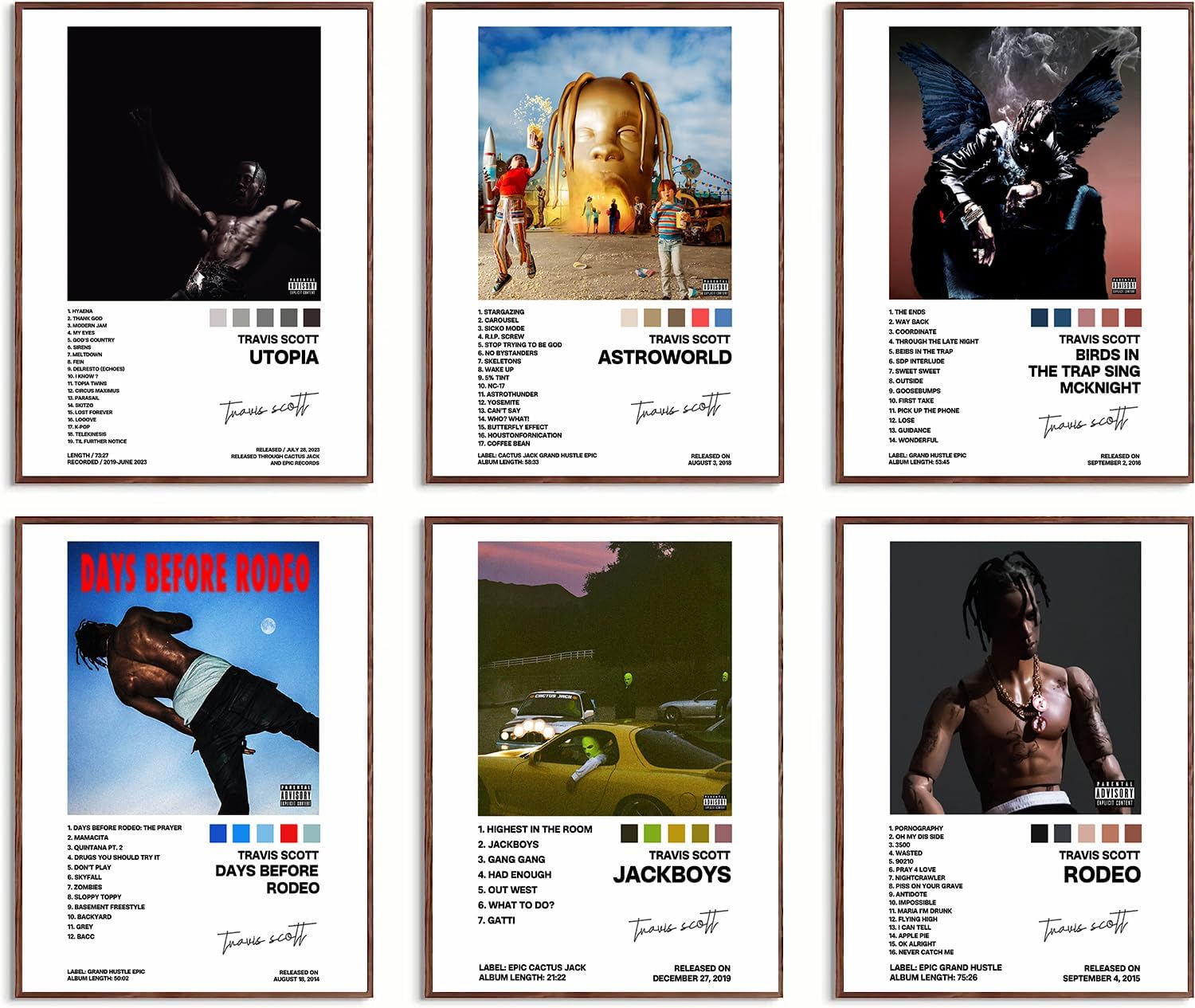 Set of 6 Travis Aesthetic Poster Album Cover Limited Edition Posters ...
