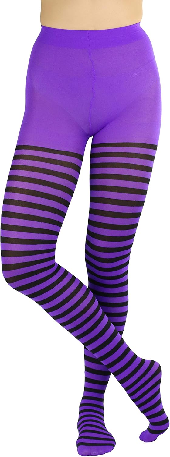 ToBeInStyle Women's Nylon Horizontal Striped Tights at Amazon Women’s ...