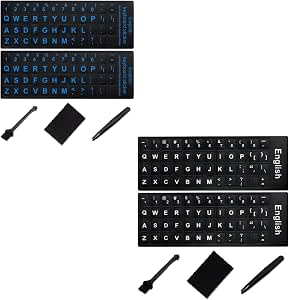 Amazon.com: Super Clear Large Print Keyboard Stickers Blue Letter/Black ...
