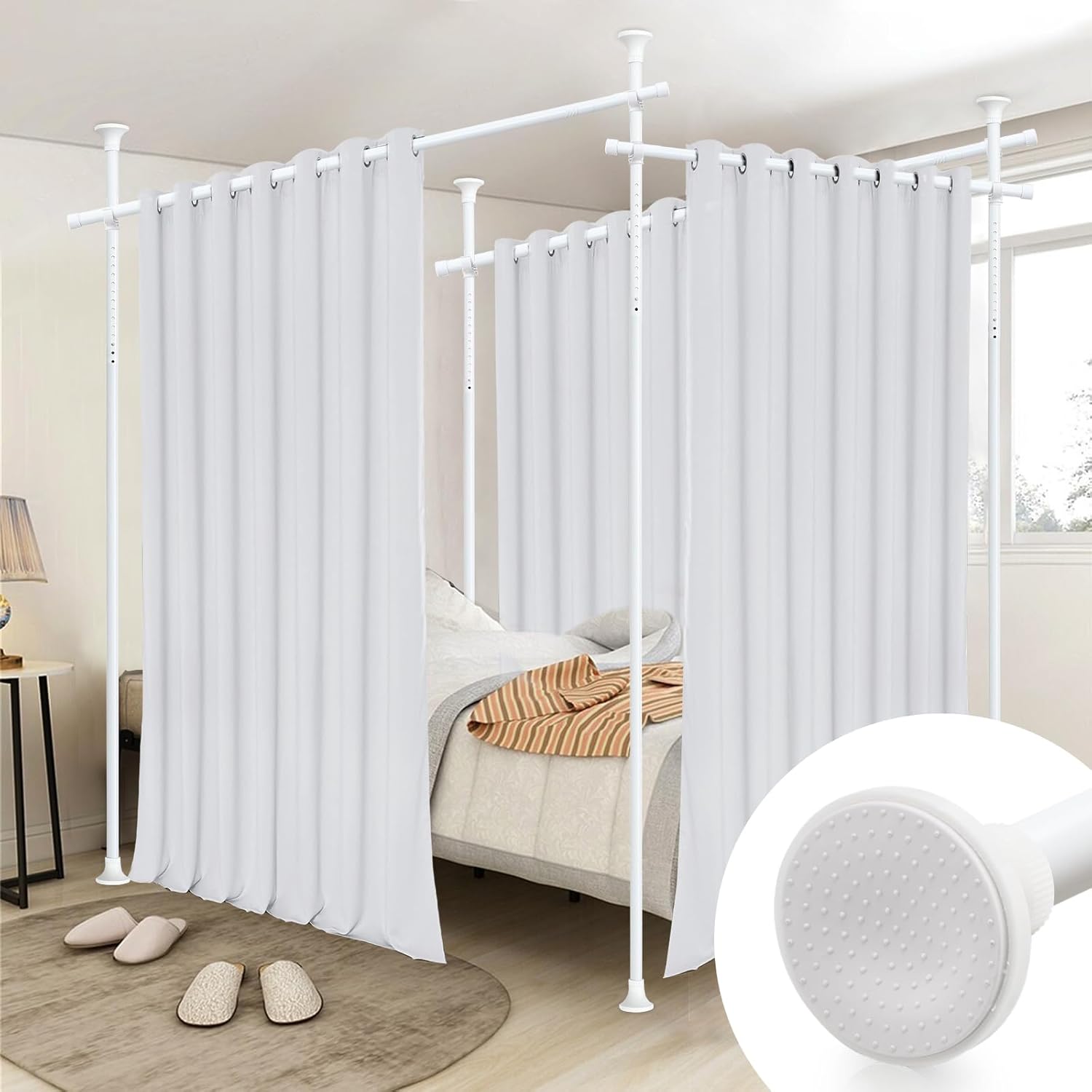 Room Divider Curtain Rod - 4-10ft(H) 28-171inch(W) No Drilling Tension ...