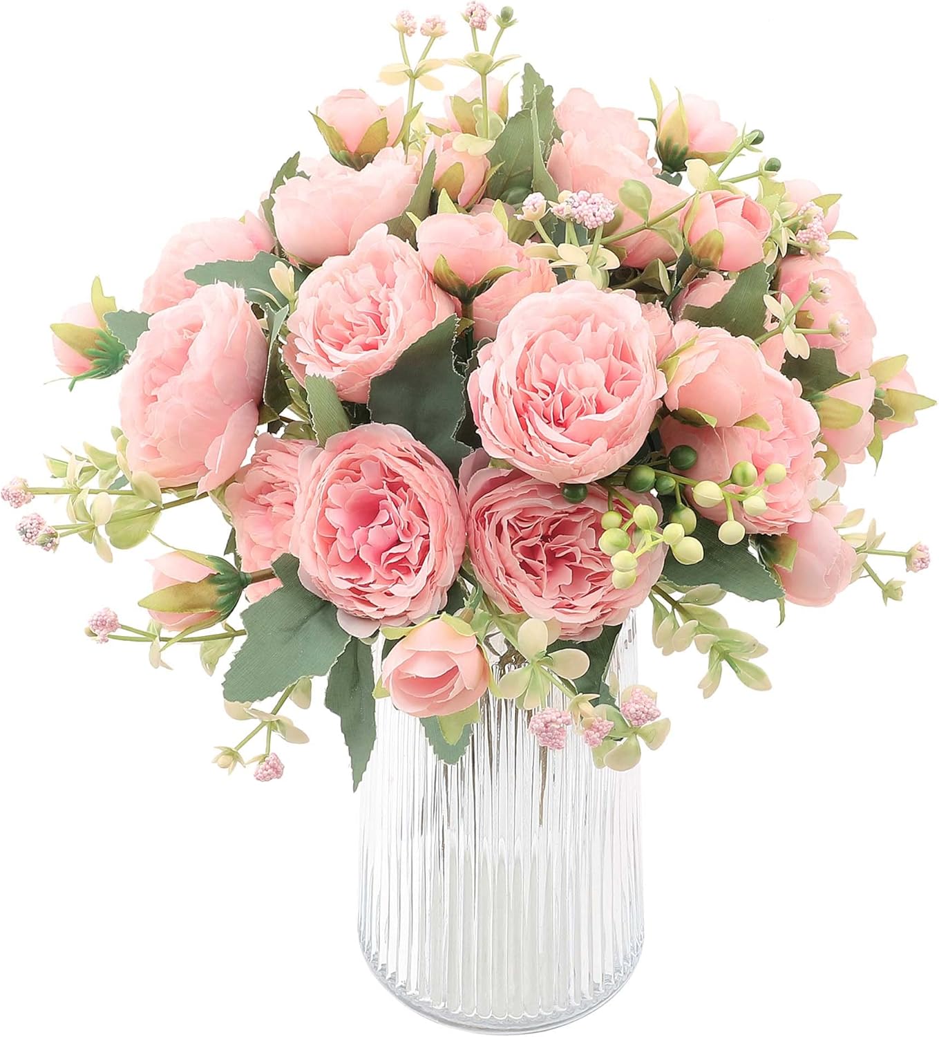Decpro 4 Bunches Artificial Roses Peonies Flowers Bouquet Plastic ...