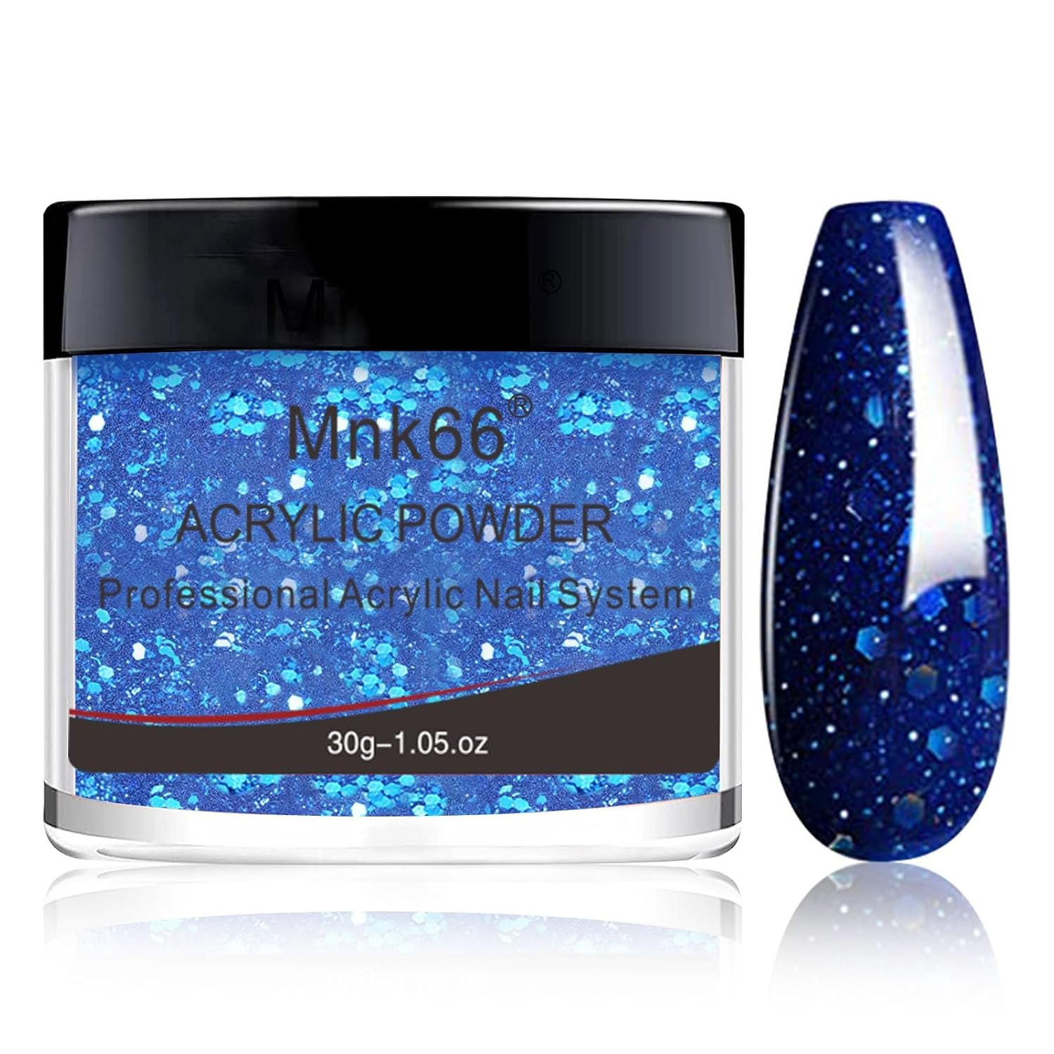 Amazon.com: Mnk66 Acrylic Powder Professional Blue Glitter Acrylic Nail ...