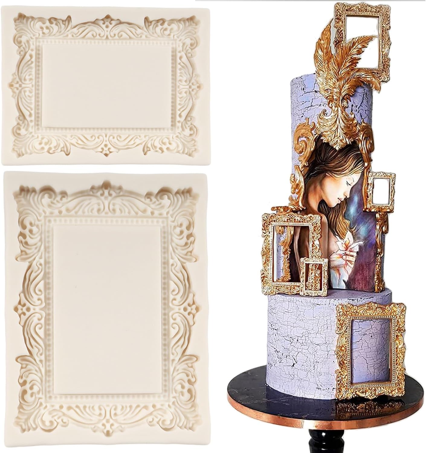Amazon.com: Mujiang Photo Frame Fondant Molds Picture Frames Silicone ...