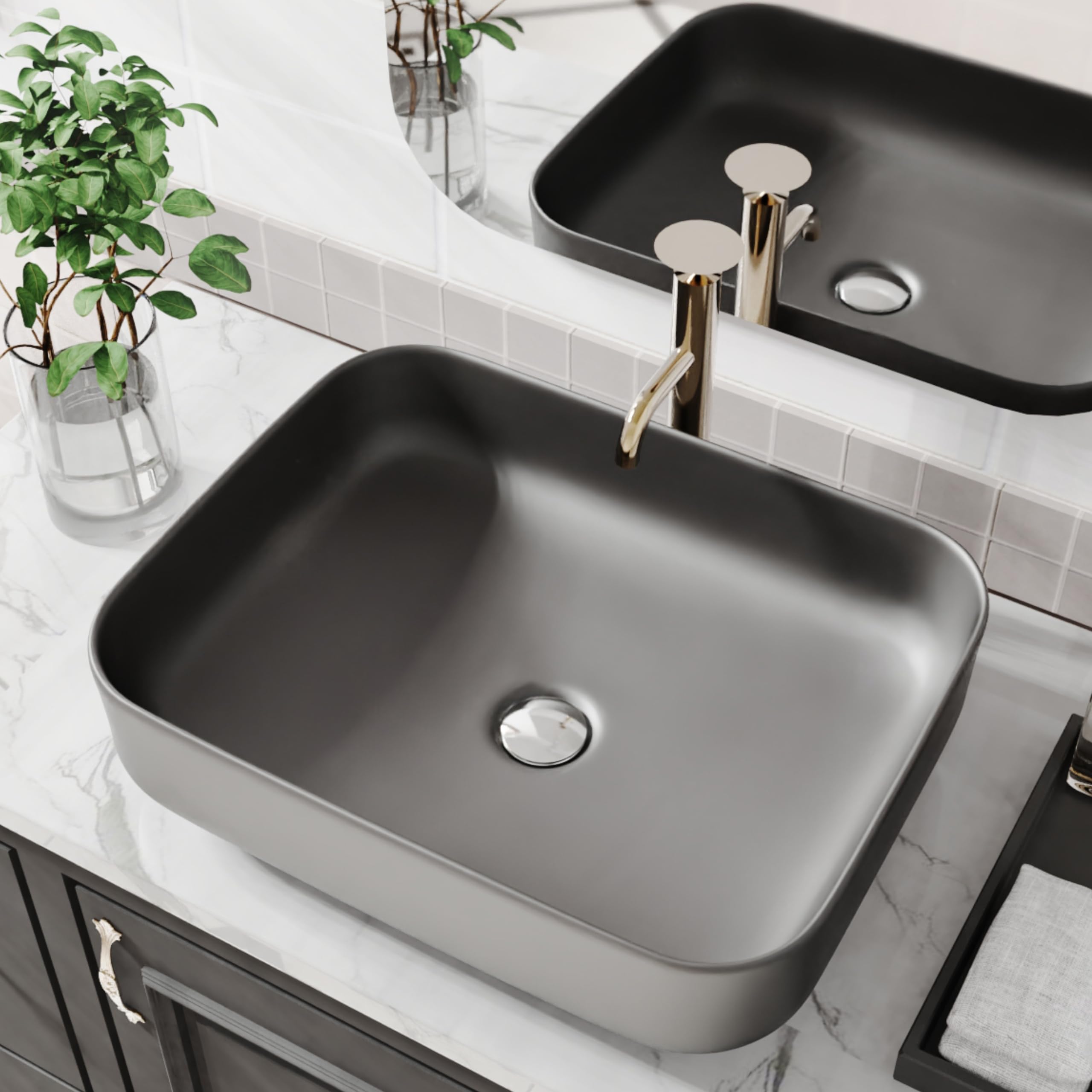 Amazon.com: Elimax's Bathroom SR-7444MB Semi-recessed Ceramic Porcelain ...