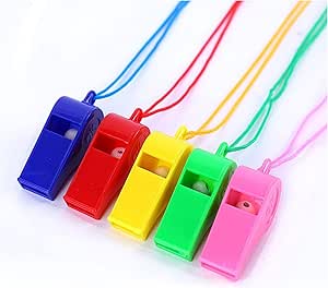 YUEMING 5Pcs Whistles for Kids, Plastic Sports Whistles with Lanyard ...