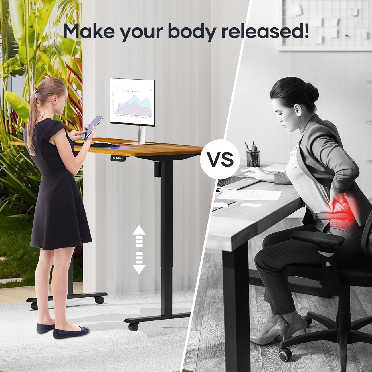 Snapklik.com : Crenova Height Adjustable Electric Standing Desk, 48x24 ...