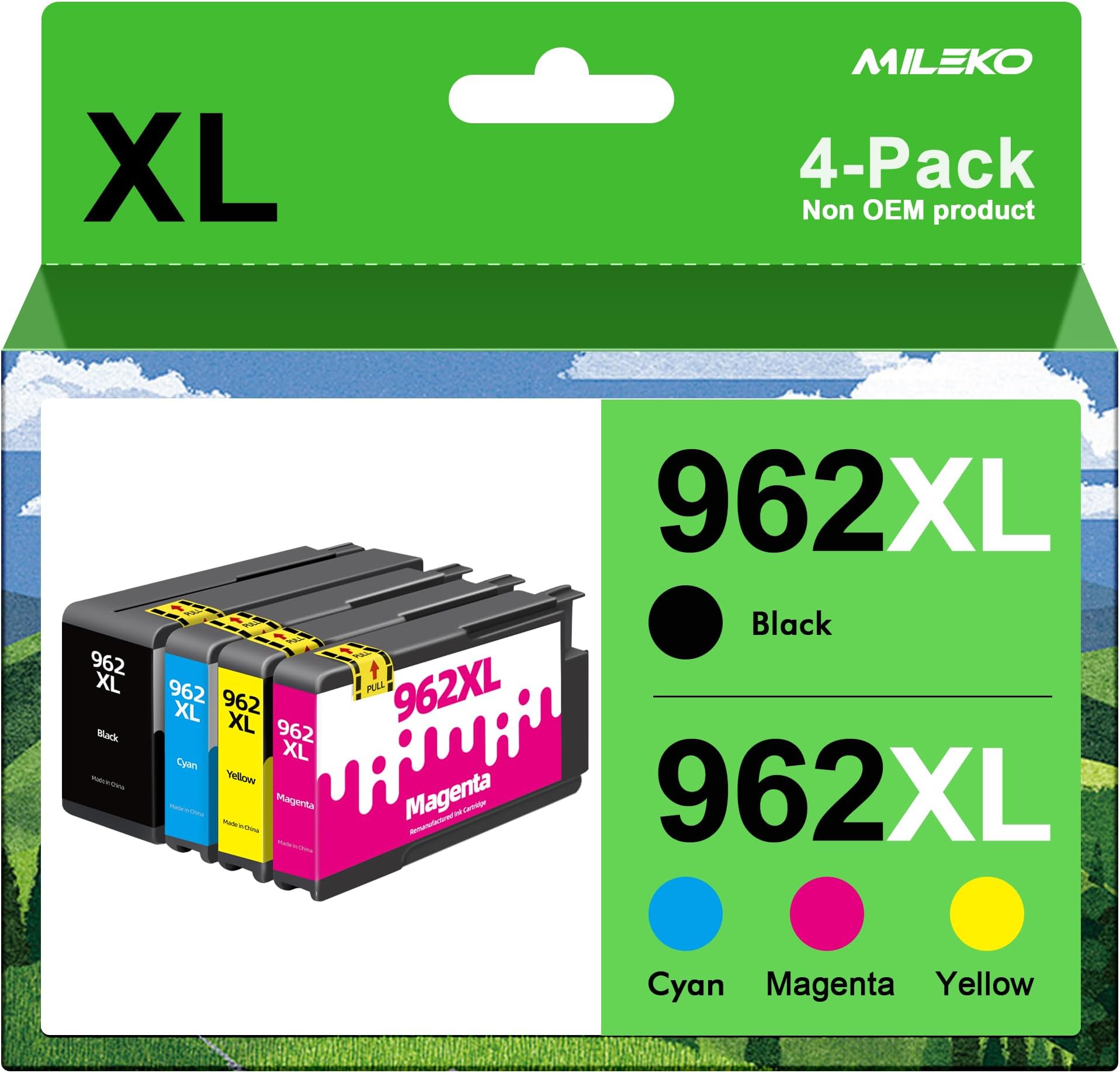 HP 962XL High Yield Black and HP 962 Cyan, Magenta, Yellow Original Ink ...