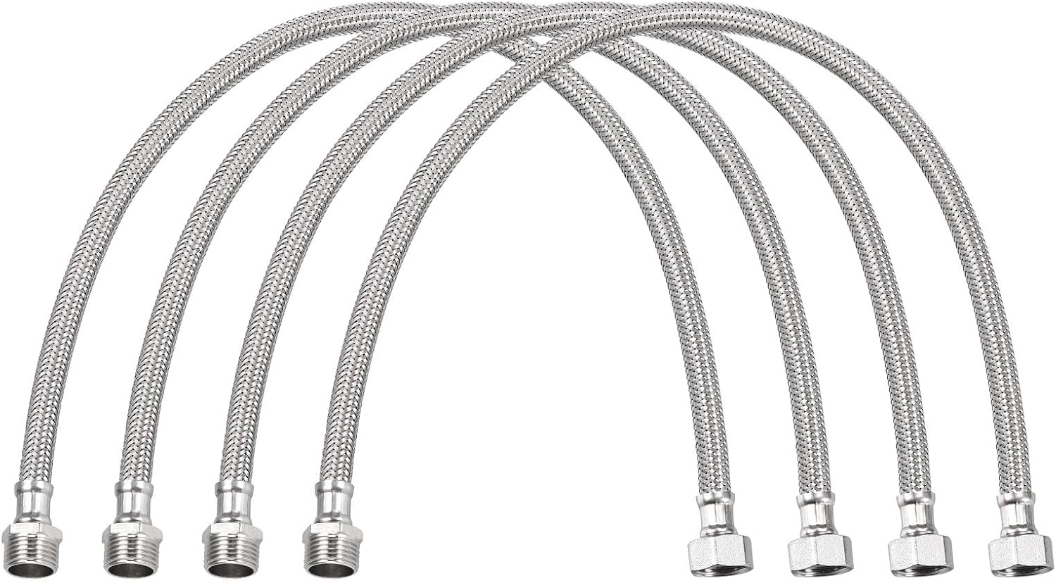 uxcell 20 Inch Long Faucet Supply Line Connector, 4pcs G1/2 Female ...