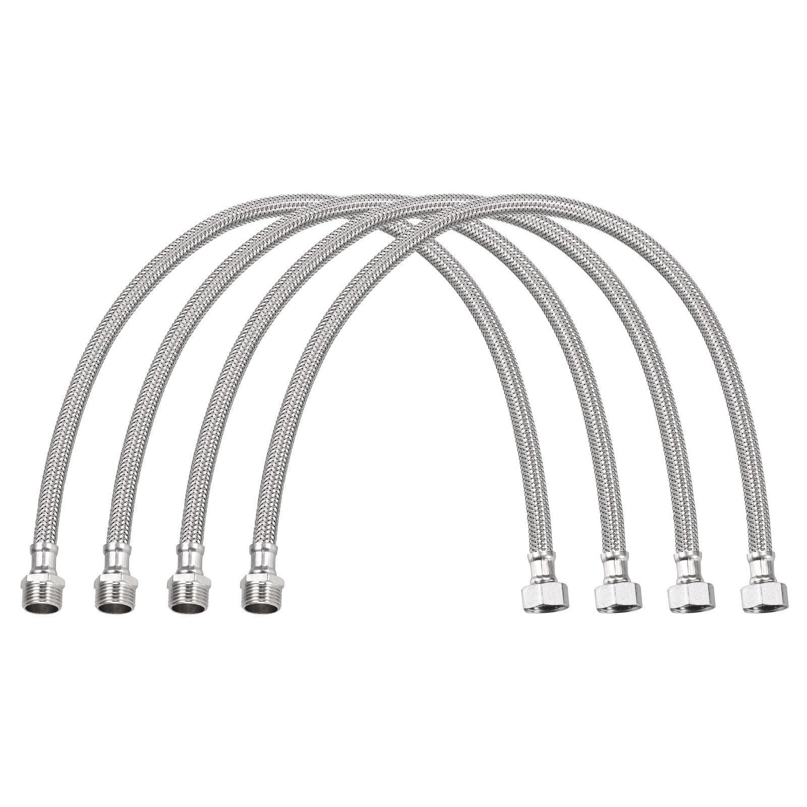 uxcell 20 Inch Long Faucet Supply Line Connector, 4pcs G1/2 Female ...