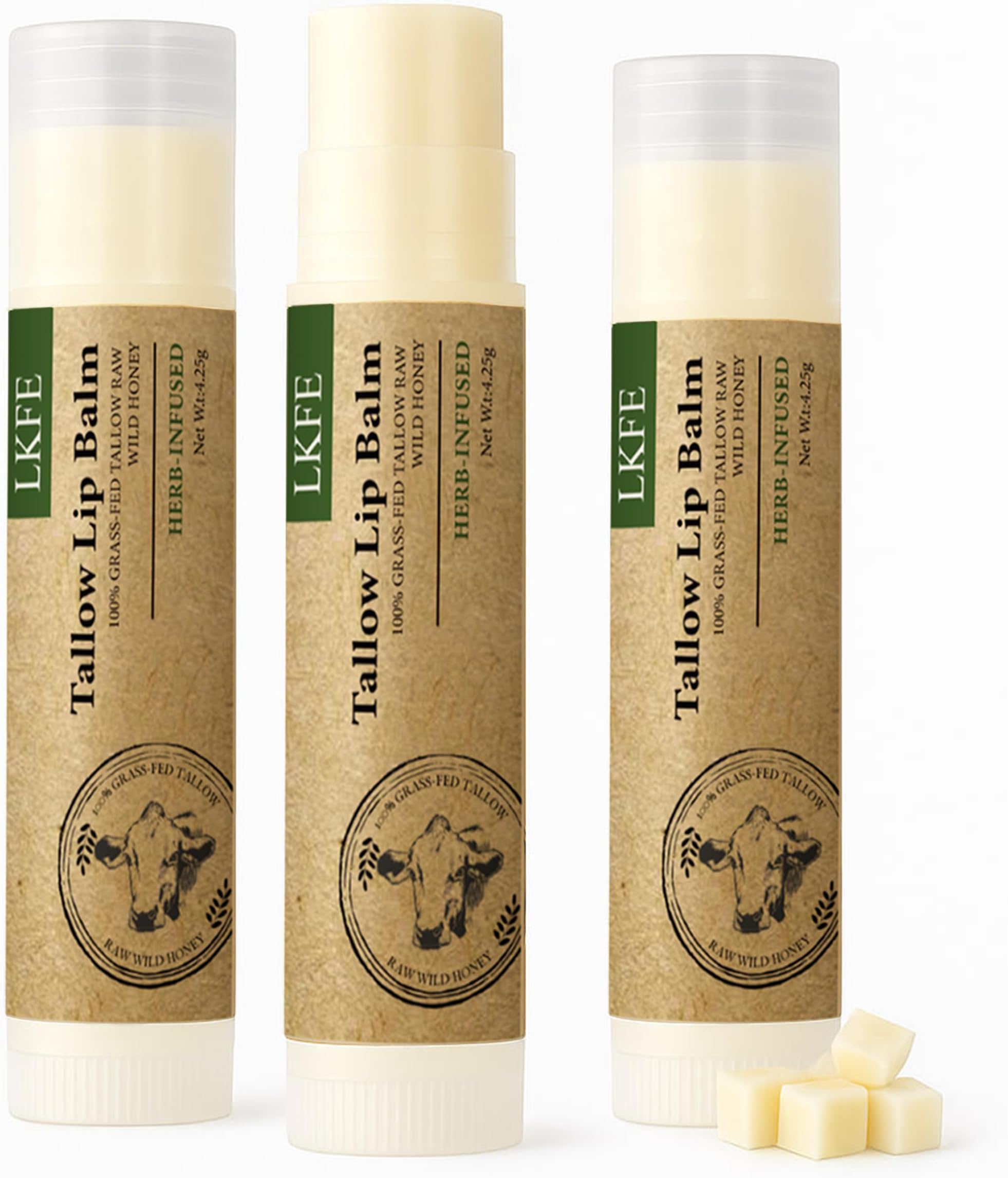 Amazon.com : Natural Lip Balm - 100% Grass-fed Beef Tallow, Argan Oil ...