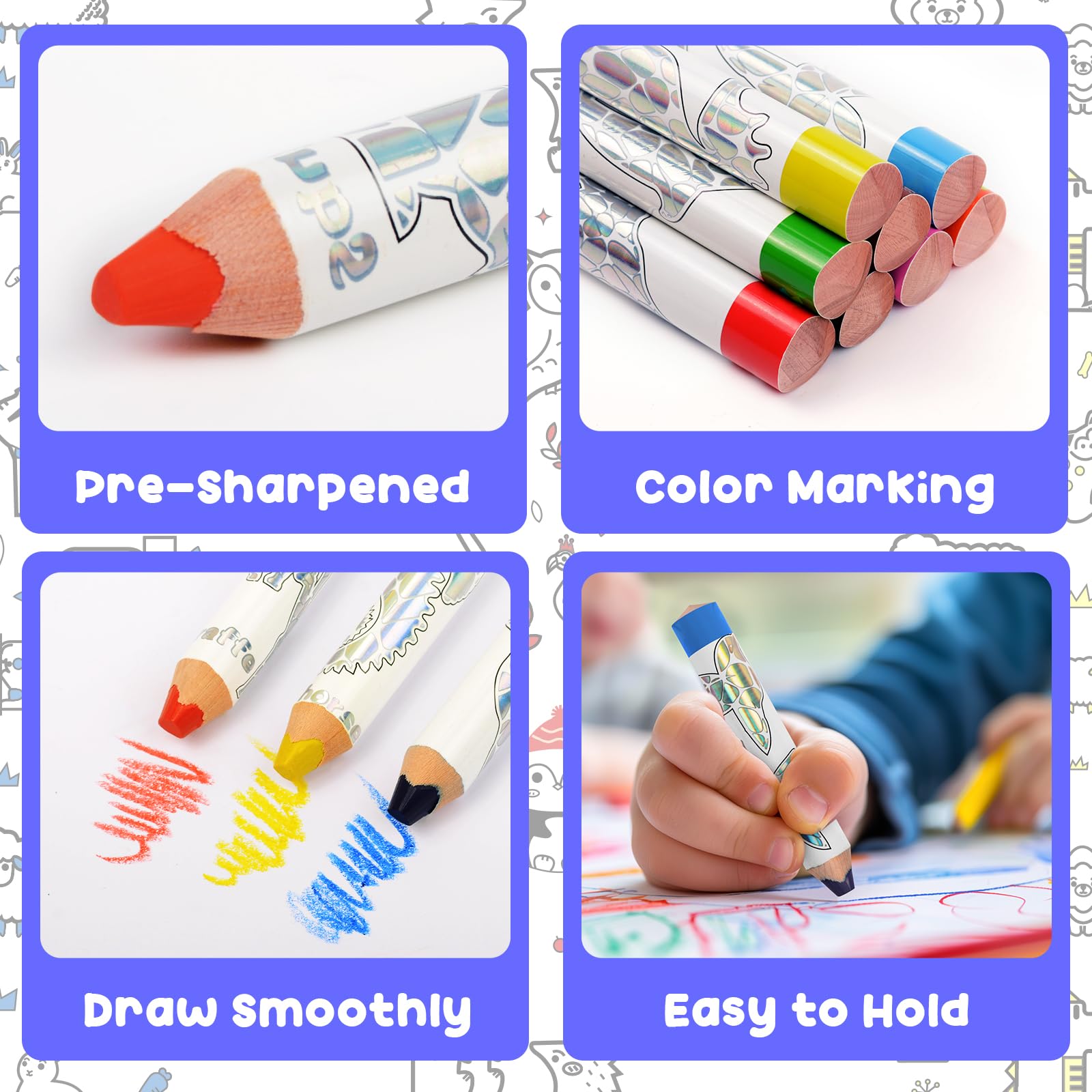 Snapklik.com : ThEast 8 Jumbo Colored Pencils For Kids, 3 In 1 Chunky ...