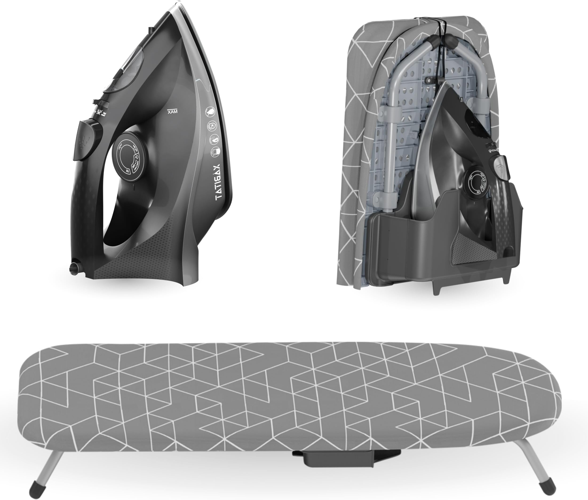 Amazon.com: XABITAT Iron and Ironing Board Set | Foldable Table Top ...