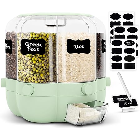 Amazon.com: 6-Grid Grain Dispenser, 360°Rotating Dry Food Dispenser ...