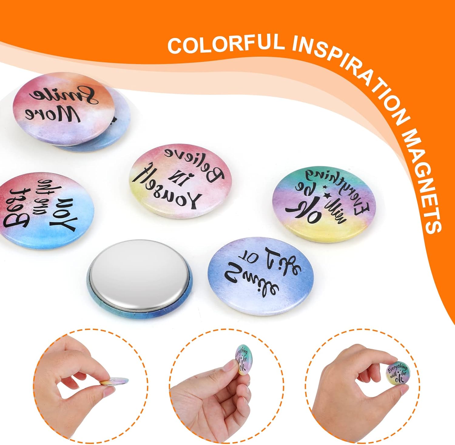OOTSR 24PCS Inspirational Fridge Magnets, Round Watercolor Motivational ...