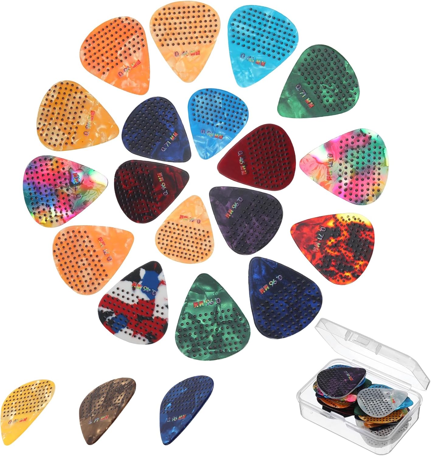 Amazon.com: 30Pcs Non-Slip Guitar Picks with Grip, Thin Medium Heavy ...
