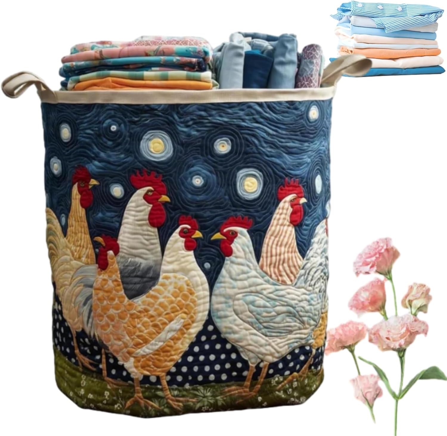 Amazon.com: Aiorrax Quilted Laundry Basket with Handles, Boho Floral ...