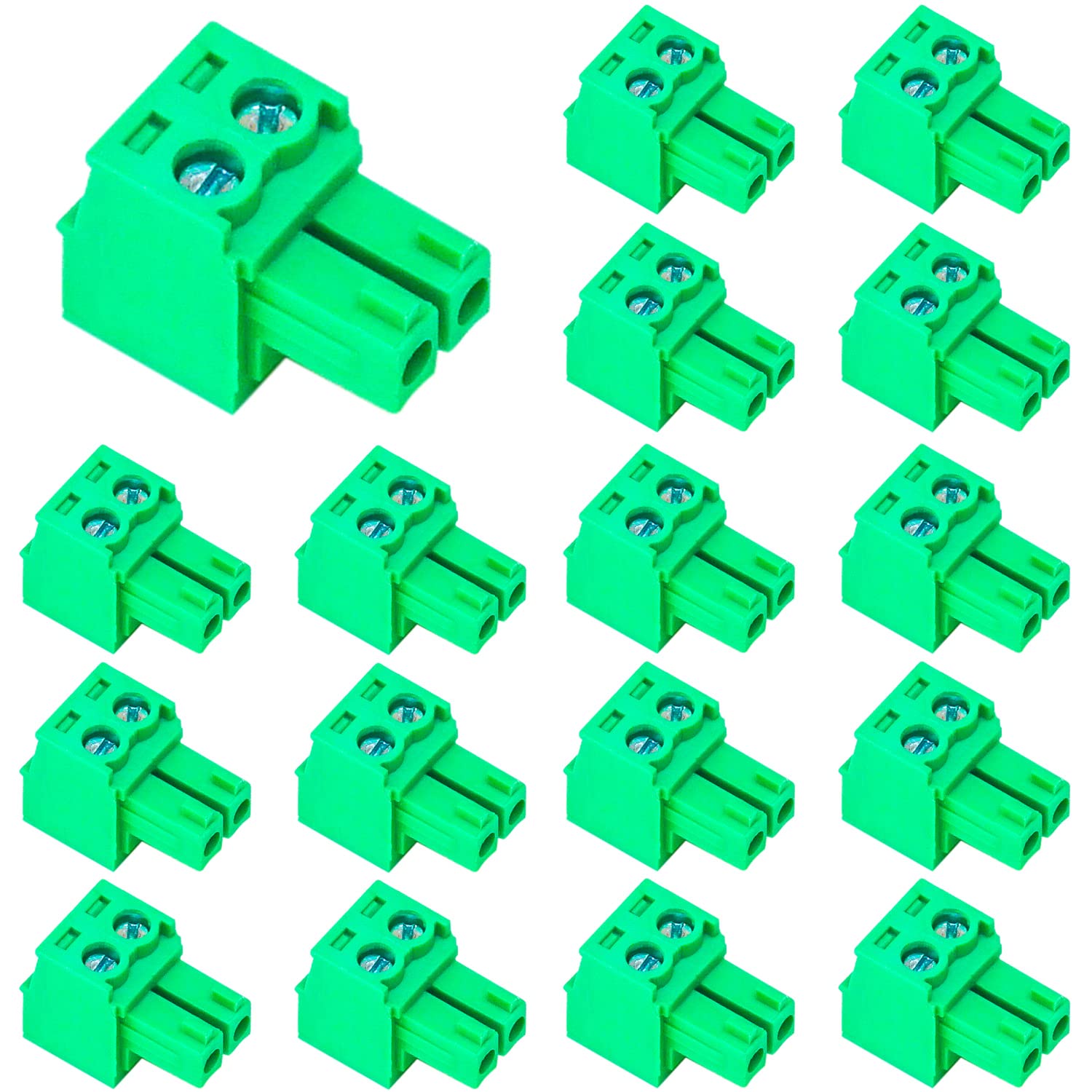 Keszoox 20 PCS 3.81mm Pitch Green Phoenix Type Connector 2 Pin PCB ...