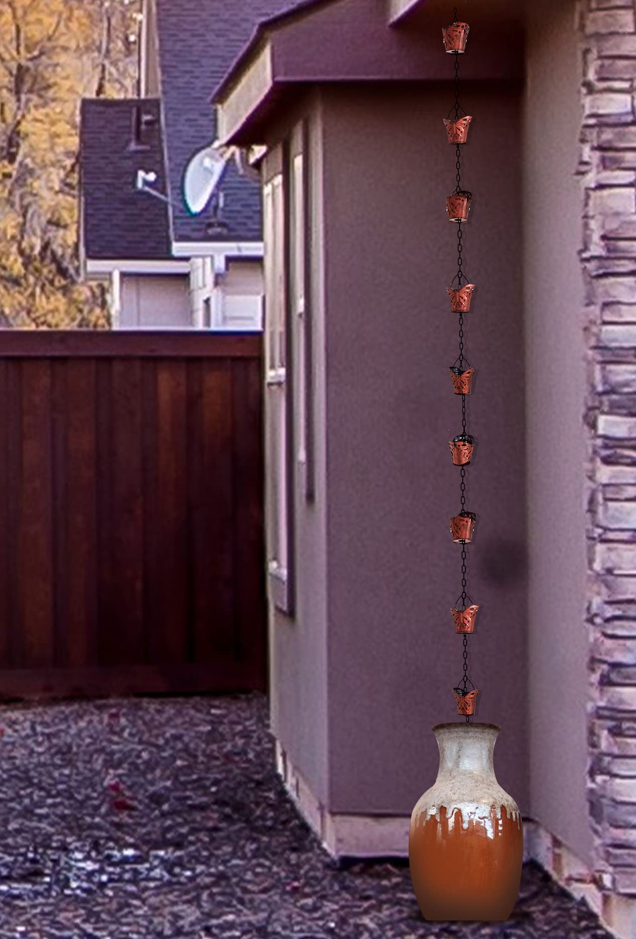 Butterfly 8.5FT Large Iron Rain Chains for Drain Gutter Through ...