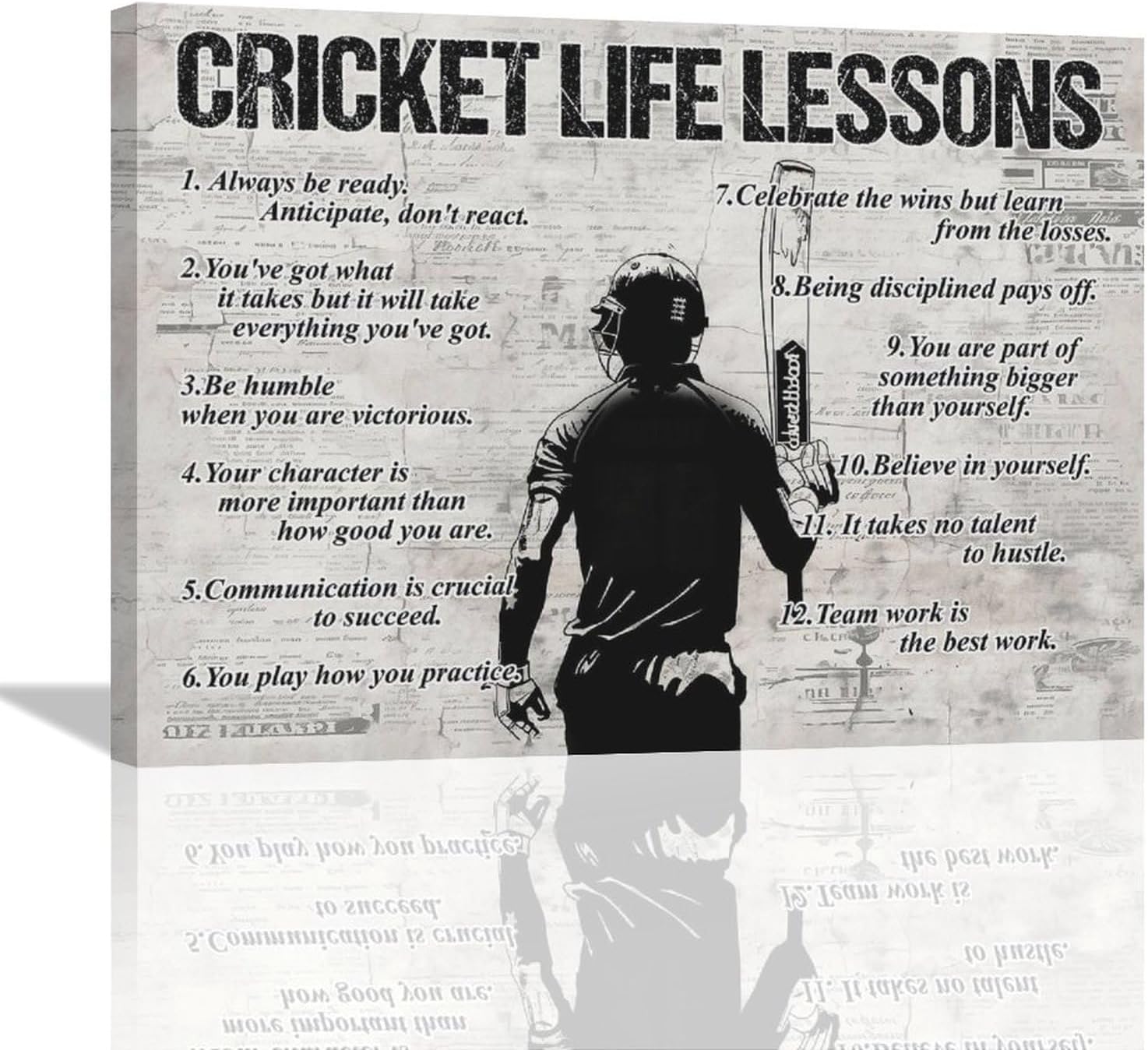 Amazon.com: Gyeong Cricket Sports Wall Art Cricket Life Lessons Wall ...