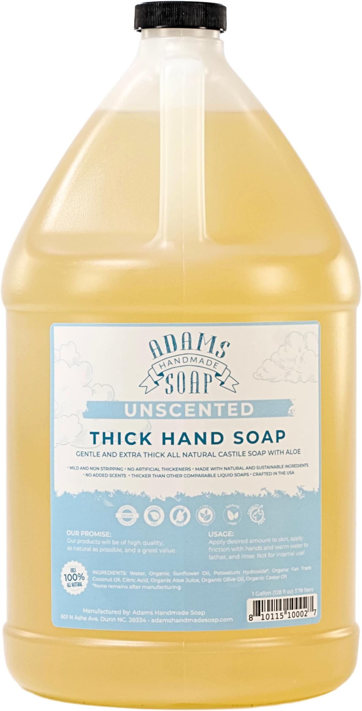 Amazon.com : Adams Handmade Soap Thick Organic Castile Liquid Hand Soap ...