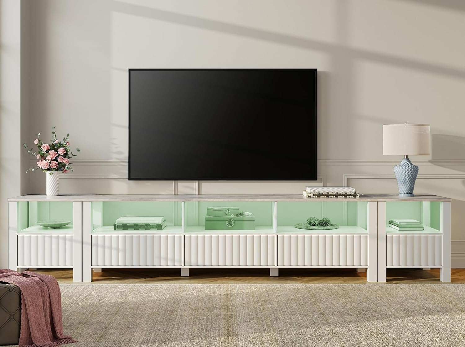 Amazon.com: WAMPAT 3-in-1 TV Stand with 16 Color LED Light, Modern TV ...