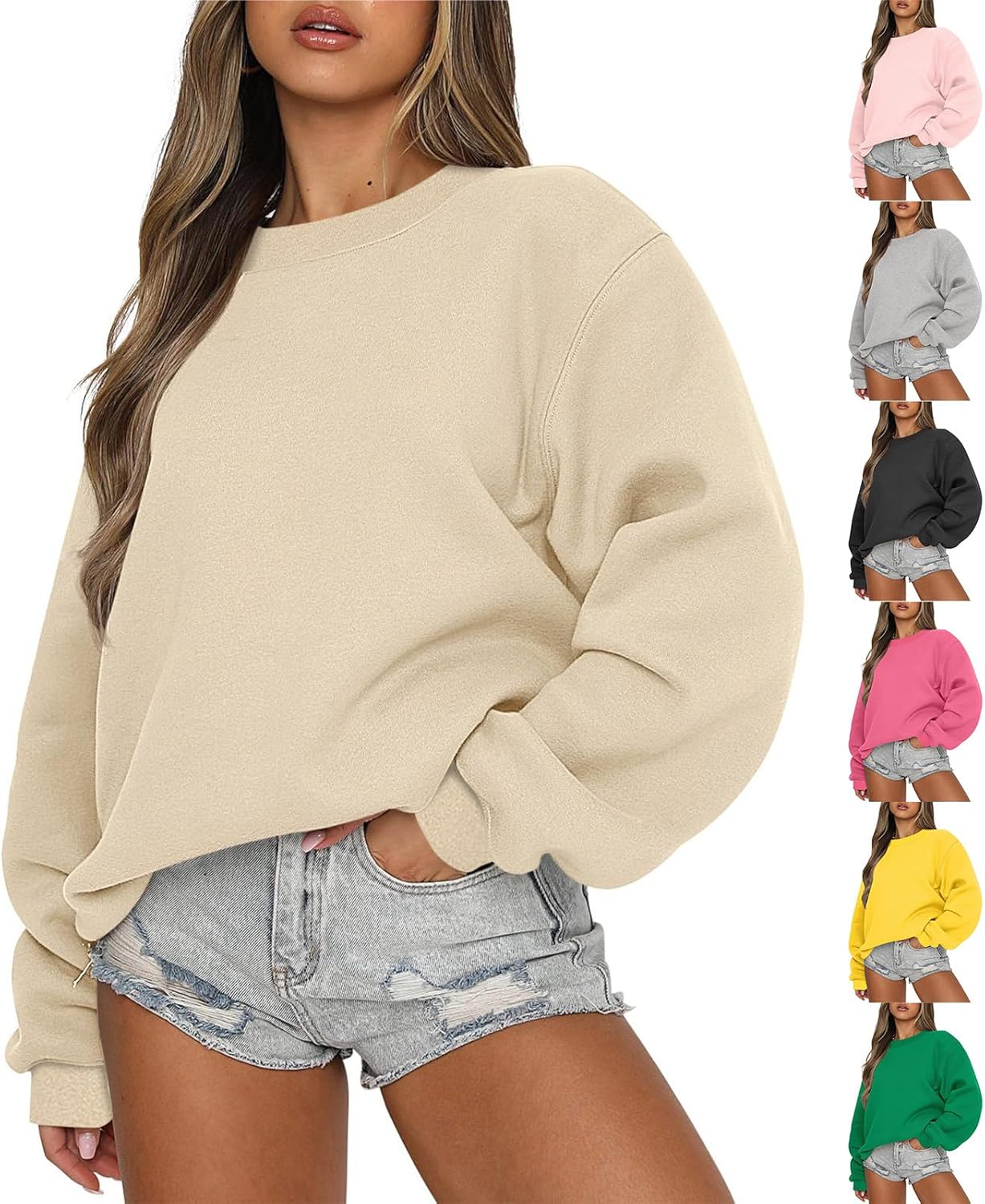 Rikbuig Oversized Sweatshirts for Women Loose Fit Crewneck Sweatshirts ...