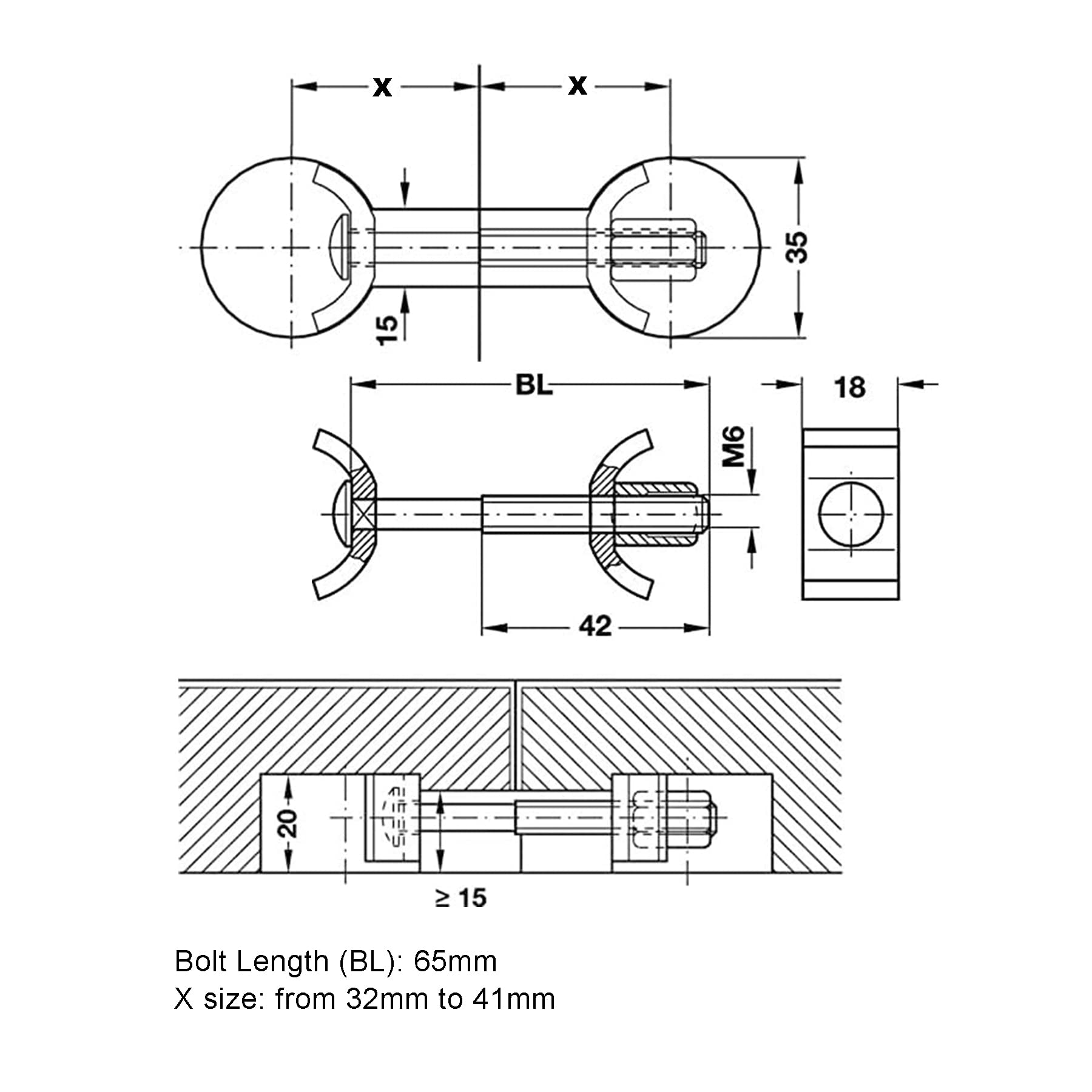 GEFONG Worktop Connecting Bolts Length M6x65mm Galvanized Steel Kitchen ...