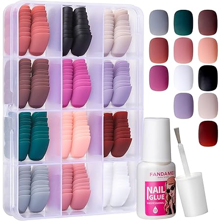 Amazon.com: Short Square Press on Nails, Teenitor 576pcs Matte Short ...