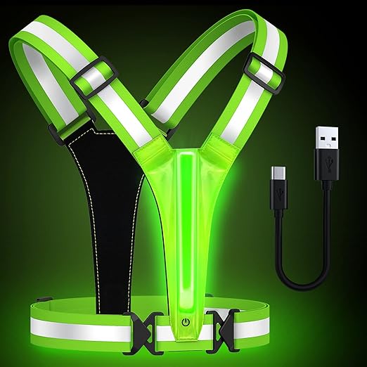LED Reflective Running Vest Gear,Light Up Vest Runners Night Walking ...