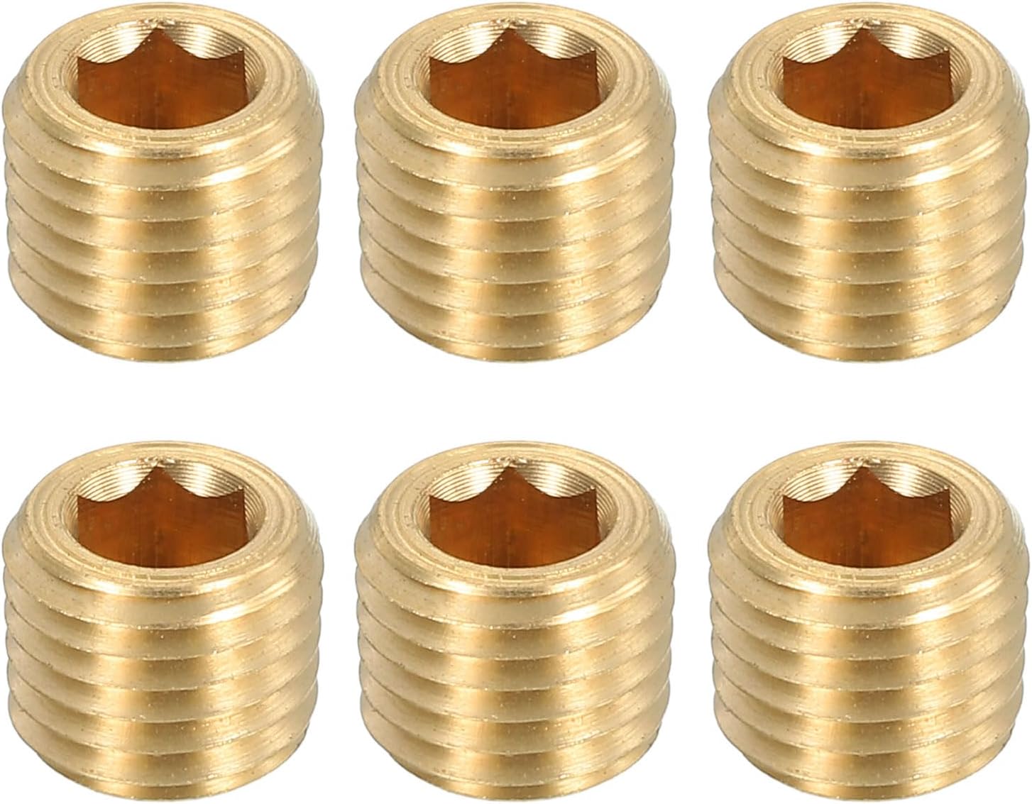 Amazon.com: uxcell 6Pcs Brass Pipe Plug Fitting, 1/16" NPT Male Hex ...
