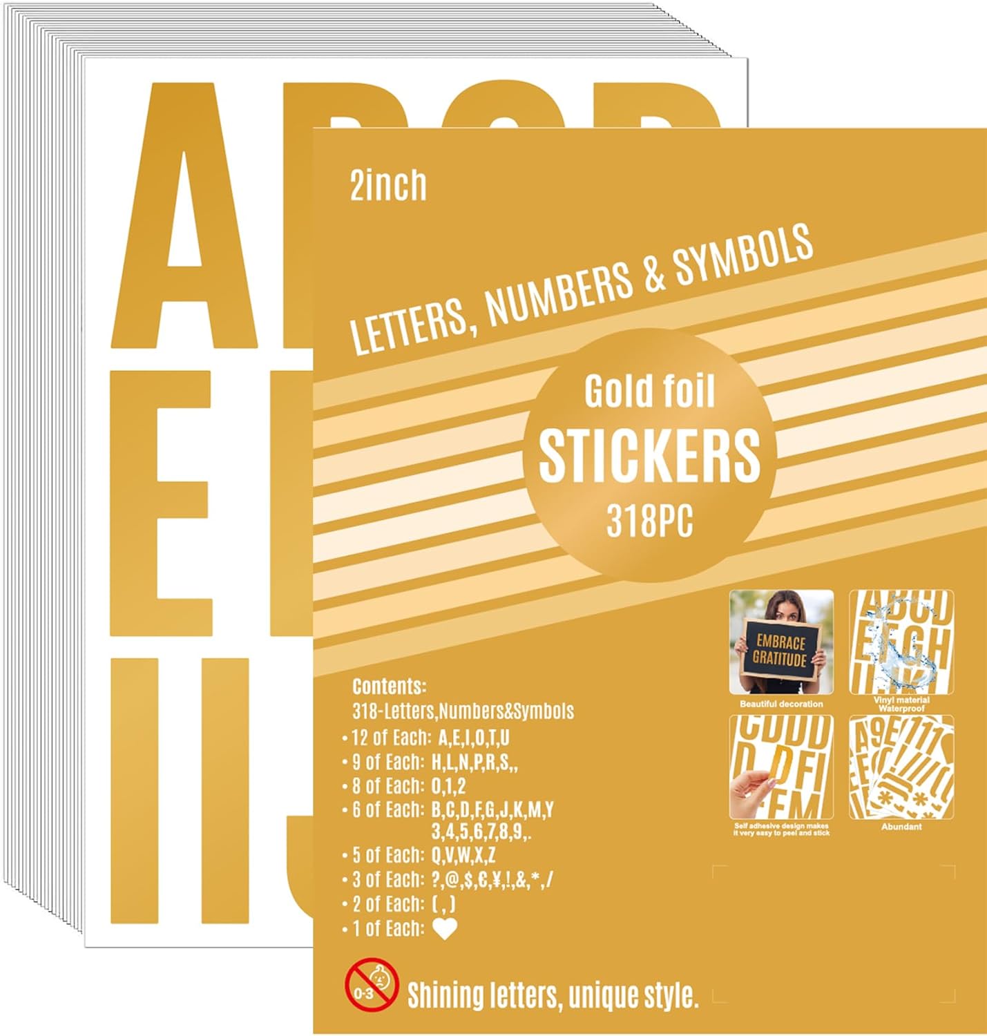 24 Sheets Large Letter Stickers,318PCS Self Adhesive Letters Stick on ...