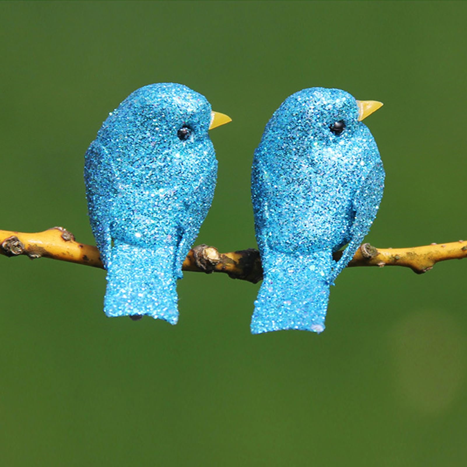 Amazon.com: LWINGFLYER 12pcs Tiny Blue Glitter Artificial Foam Birds 2 ...