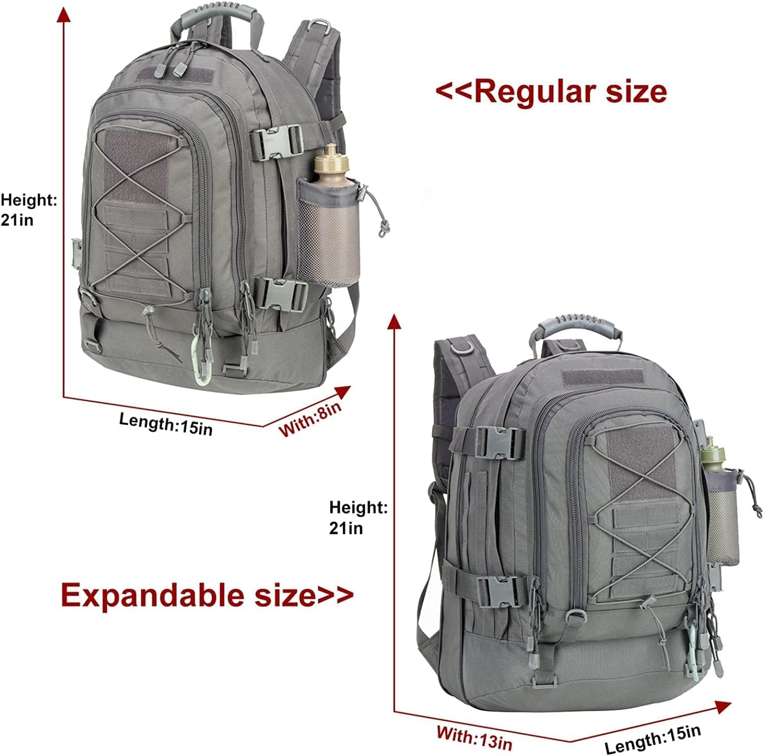 Snapklik.com : Expandable 40-64L Military Tactical Backpack 3 Day Bag ...