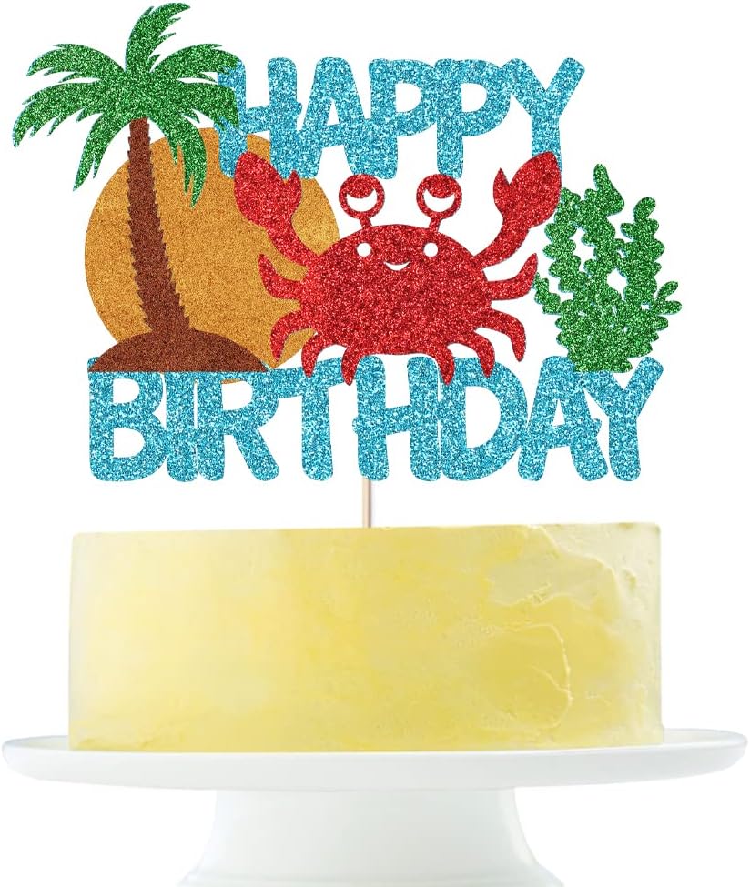 Amazon.com: Crab happy birthday Cake topper，Flash Ocean Beach Crab ...