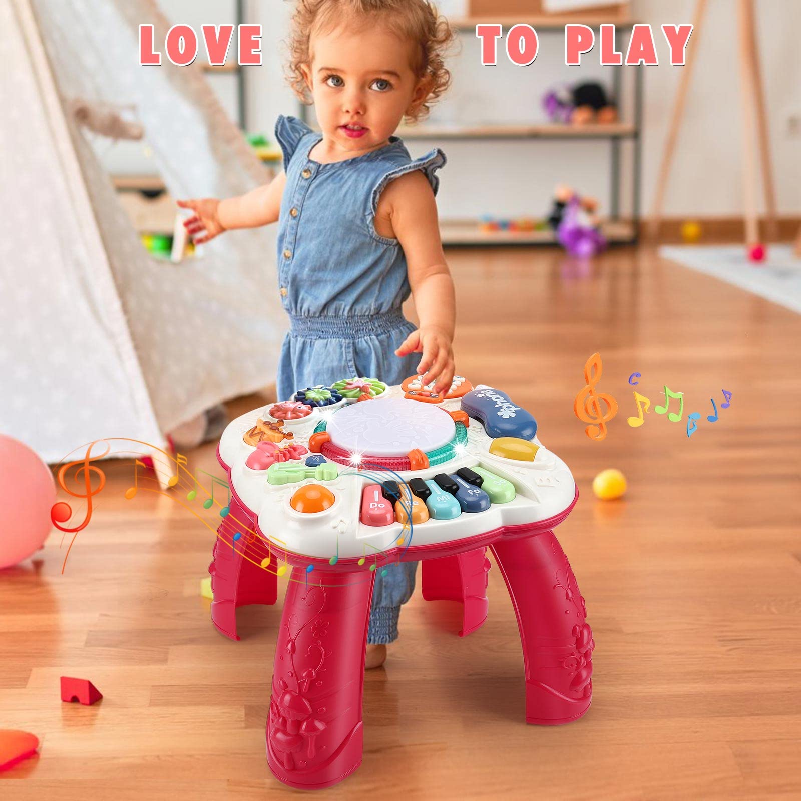 BACCOW Baby Toys 6 to 12-18 Months, Musical Activity Table for 1 Year ...