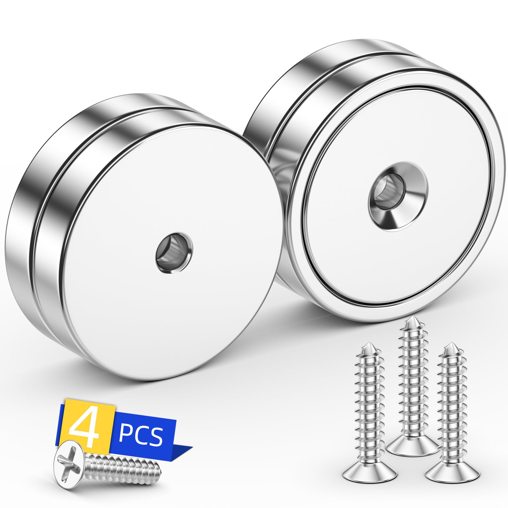 Snapklik.com : Grtard 4 Pack Neodymium Cup Magnets, 100LBS Holding ...