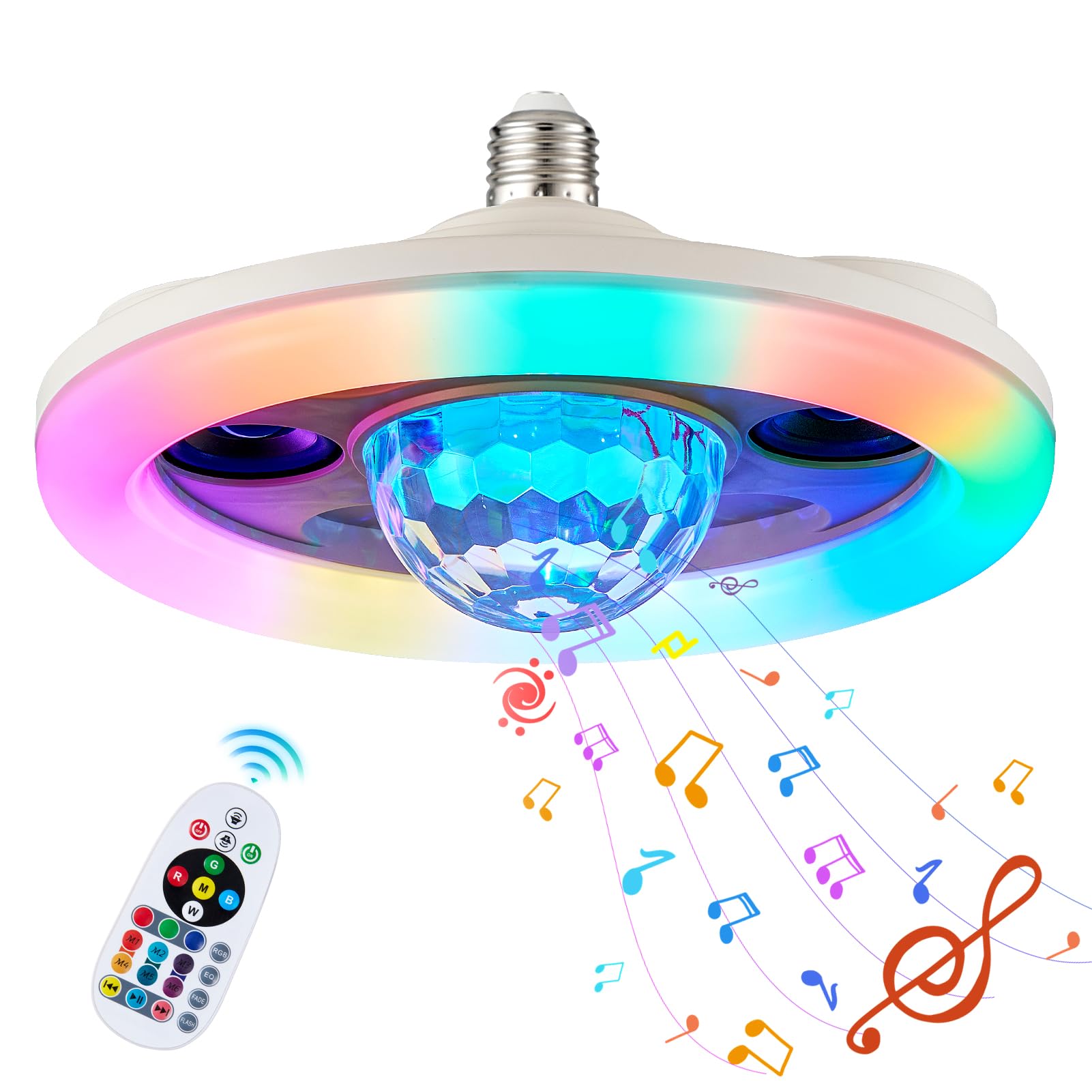 HARPER LIVING RGB E27 LED Light Bulb with Speaker, 30W 2400LM Bluetooth ...