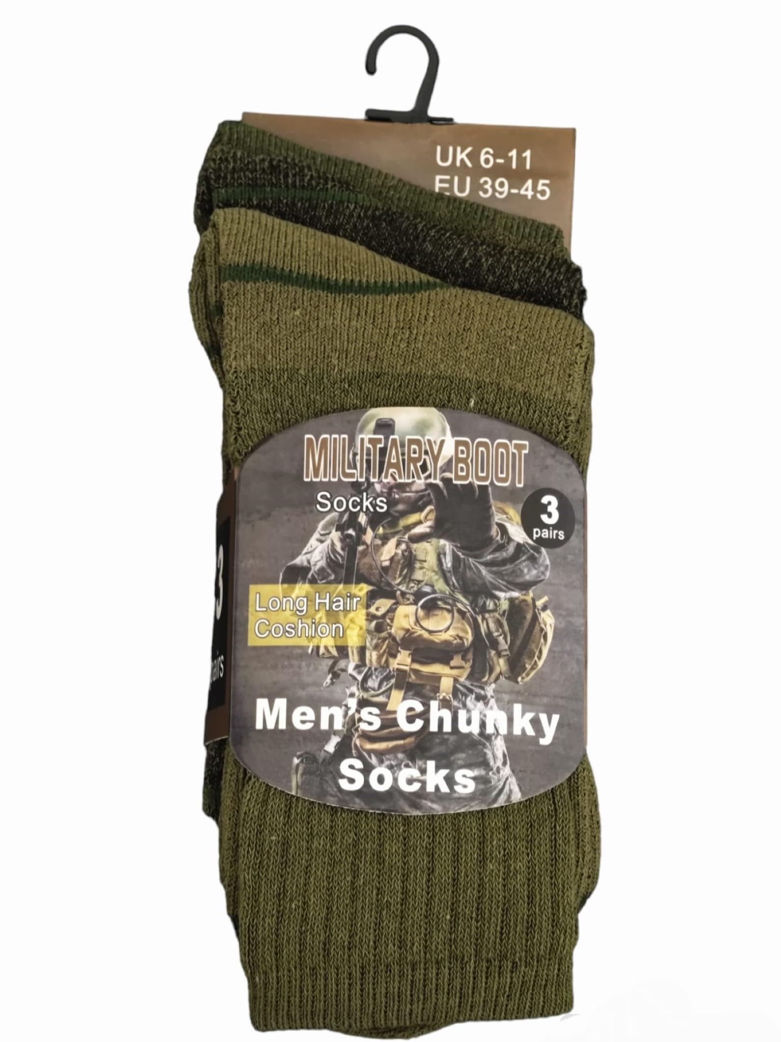 3 Pairs Men’s Chunky Socks Military Army Cushion Socks Warm Winter ...