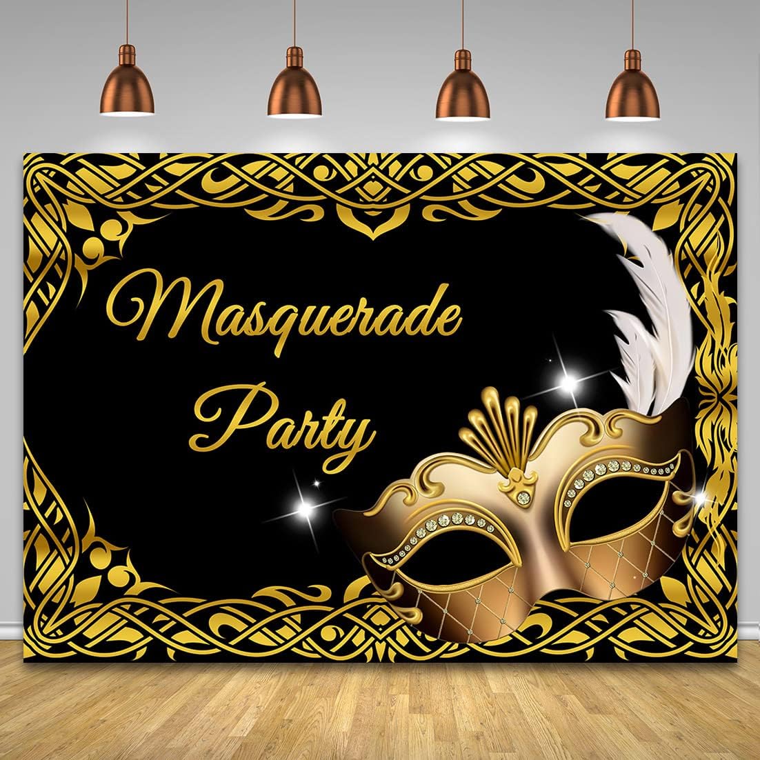 Amazon.com : Gold Mask White Mask Birthday Photography Backdrop Gold ...