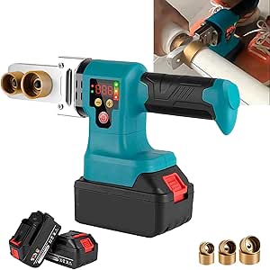 HmLotd Plastic Pipe Ironing Welder, Cordless Handheld Socket Fusions Welder Kit, With Two Quick ...