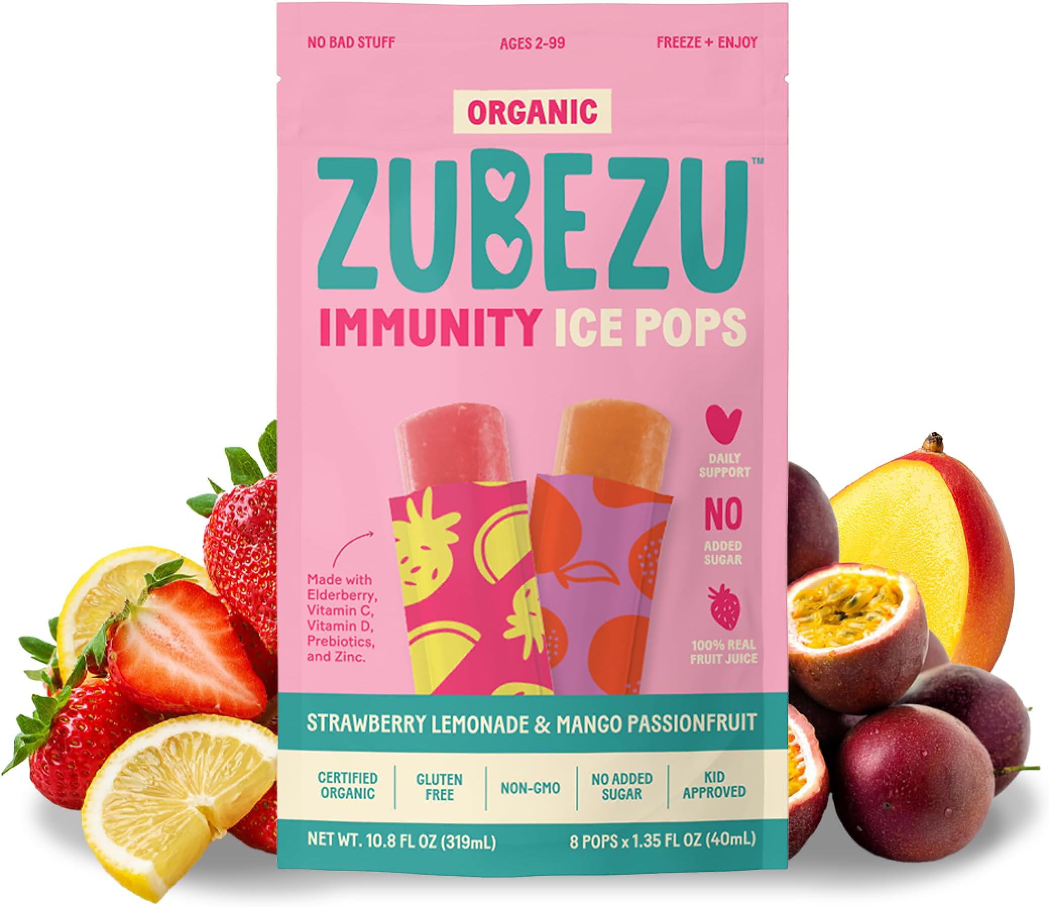 Amazon.com: ZuBeZu Organic Immunity Ice Pops – Natural Support for ...