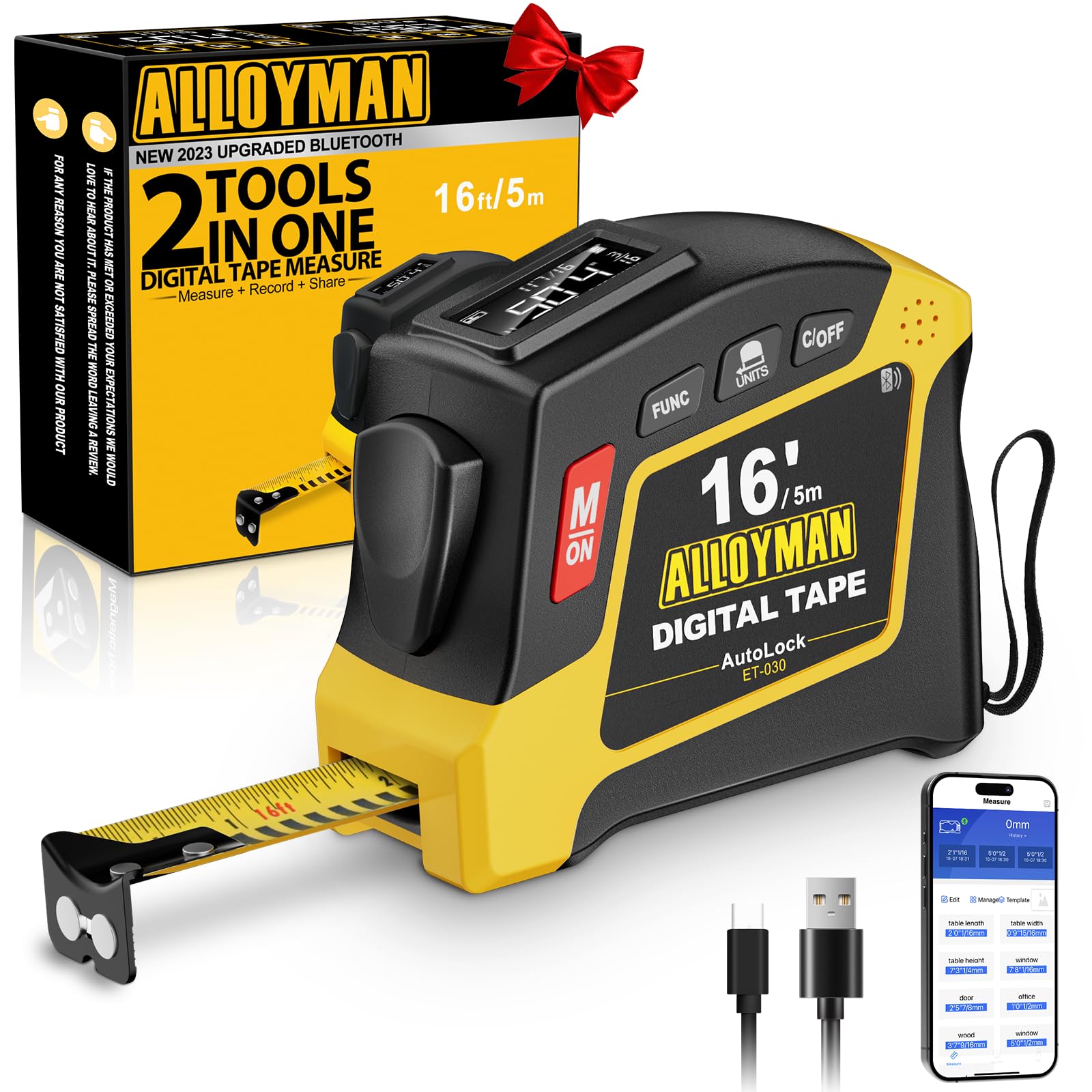 Snapklik.com : 2-in-1 Digital Tape Measure, 16Ft Measuring Tape, 50 ...