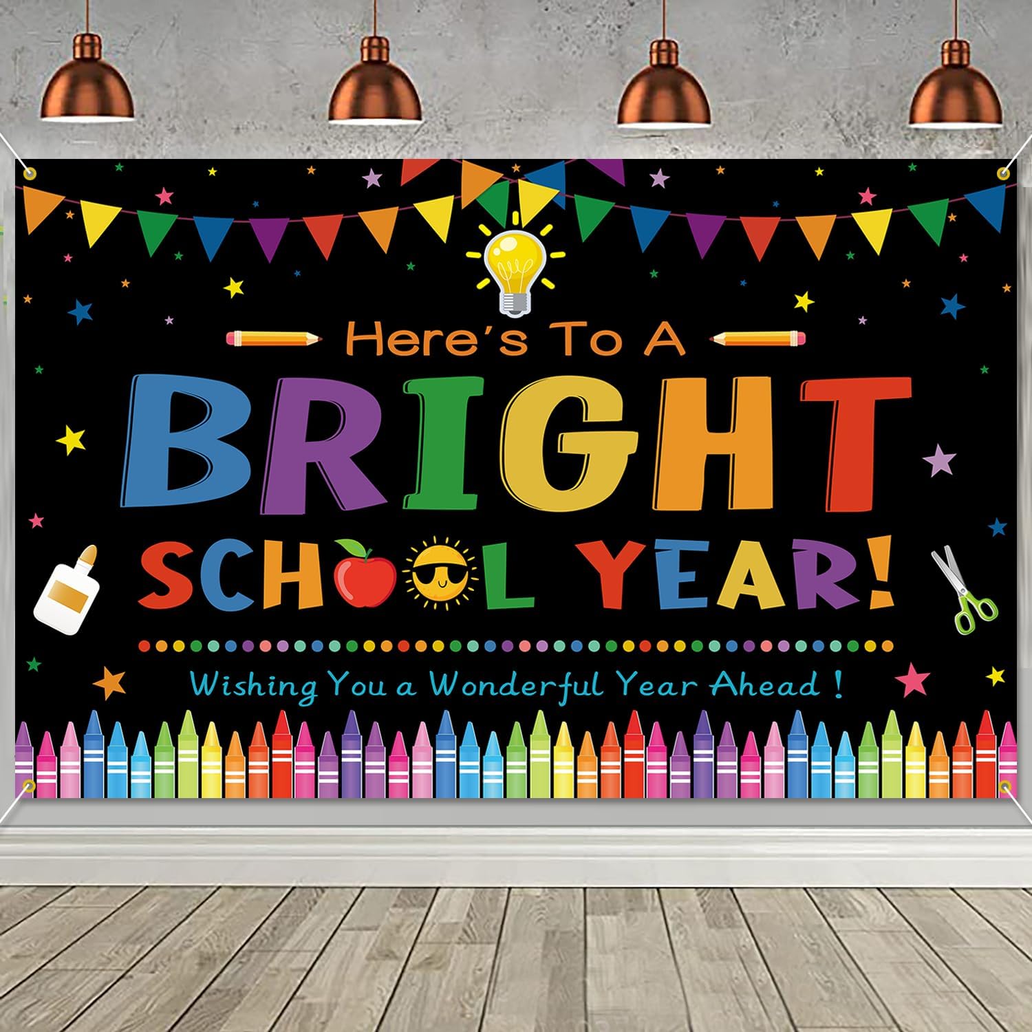 Amazon.com: PTFNY Here's To A Bright School Year Backdrop Banner Back ...